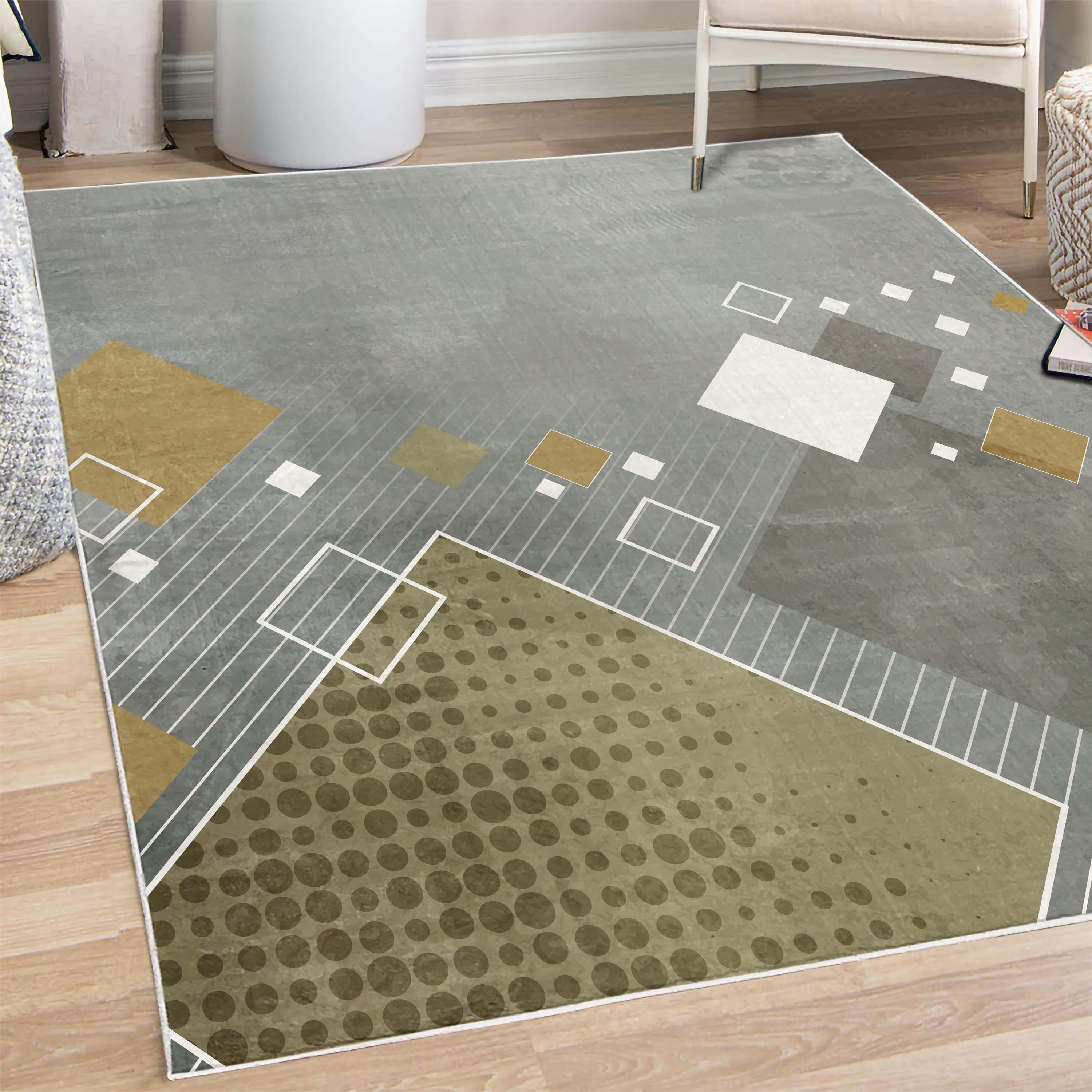 Abstract Decorative Rug, Geometric Composition Different Colored ...