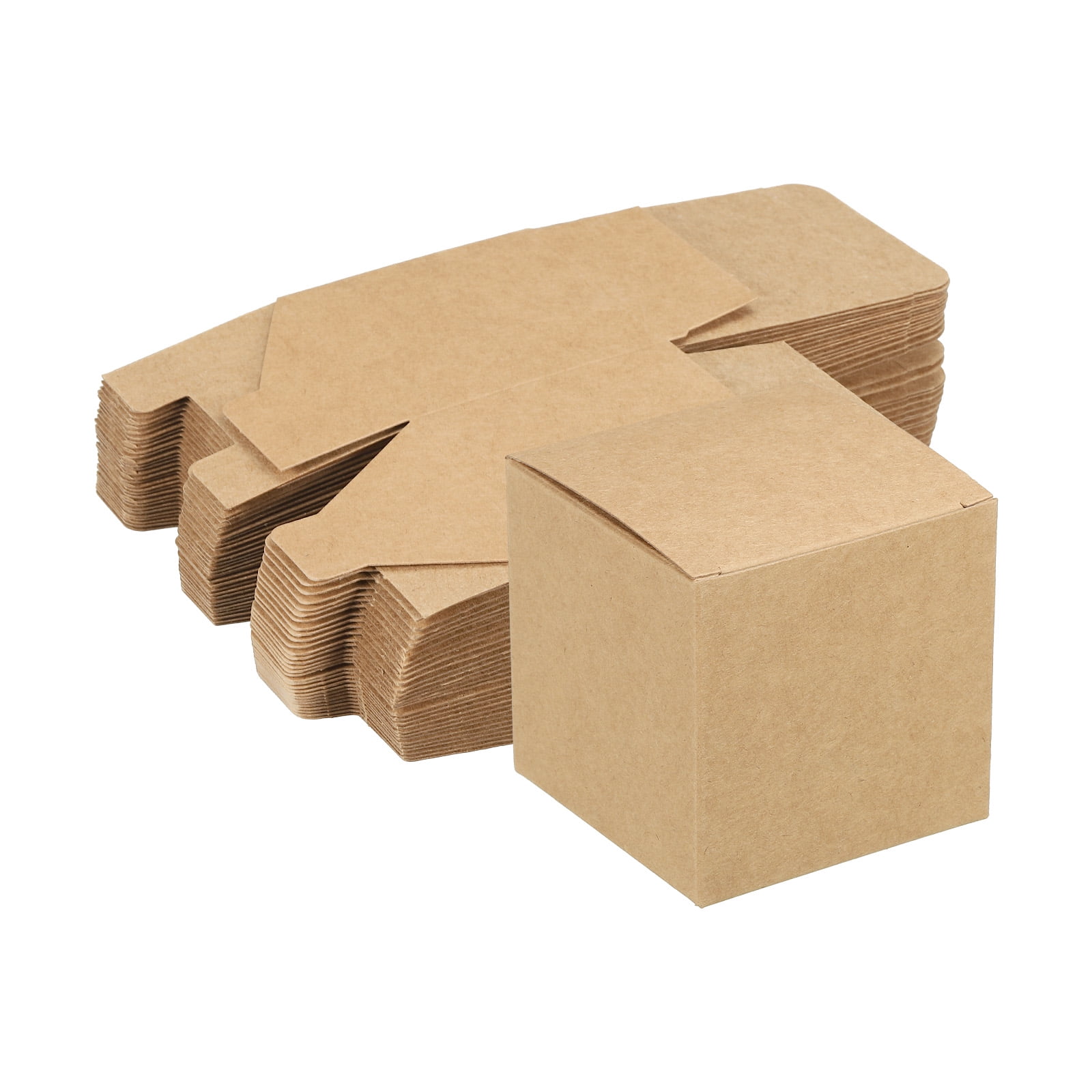 Unique Bargains Paper Cardboard Boxes Gift Paper Box Brown 2.8x2.8x2.8 Inch For Gift Wrap 15pcs Brown