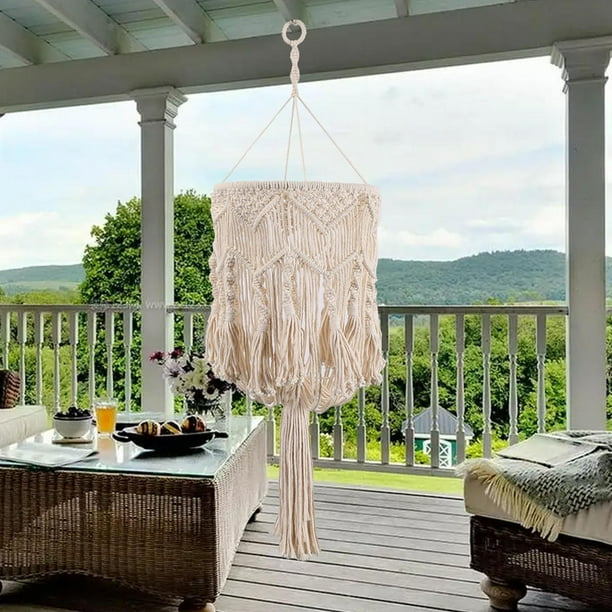 Nordic Macrame Lamp Shade Bohemian Ceiling Light Cover Bohemian Woven ...