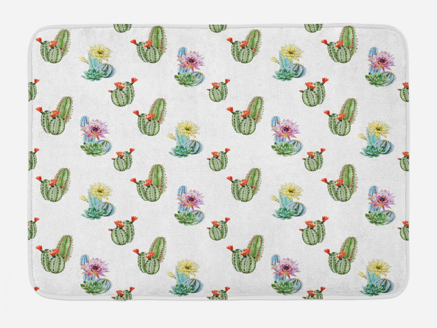 Cactus Bath Mat, Thorny Vintage Hawaiian Nature Flourishing Succulents ...