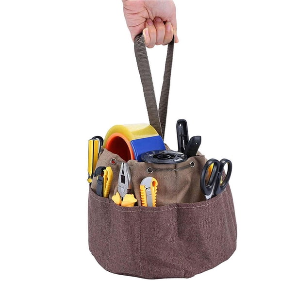 pitrice Portable Cylindrical Tool Bag Canvas Tool Bag Multi-pocket ...