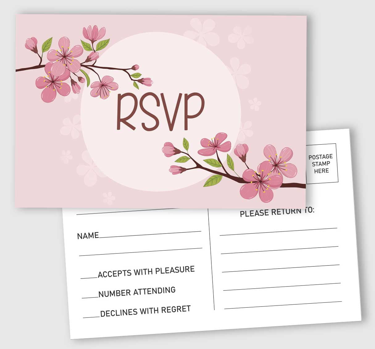 Inkdotpot 50 Blank RSVP Cards,RSVP Postcards No Envelopes Needed,Floral ...