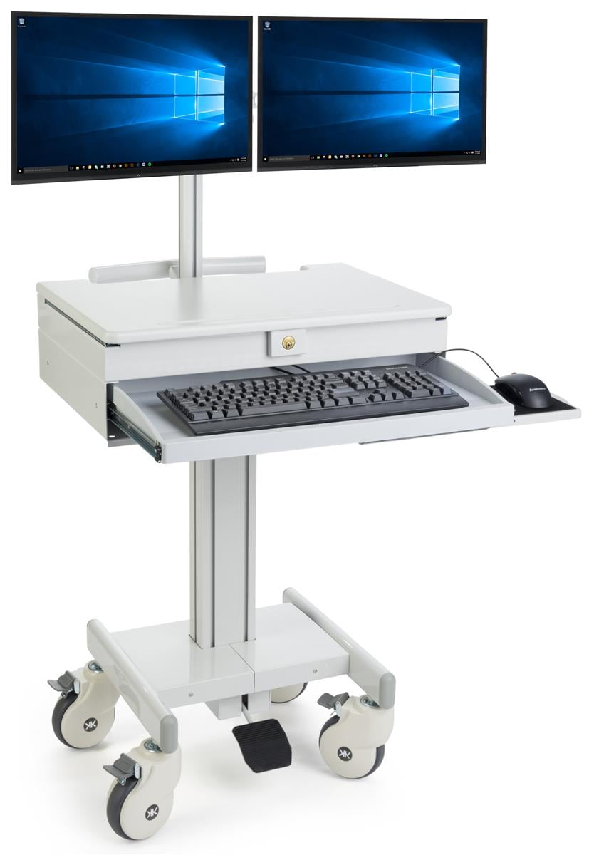 Displays2go Mobile Medical Cart with 2 Monitor Holders, Height ...