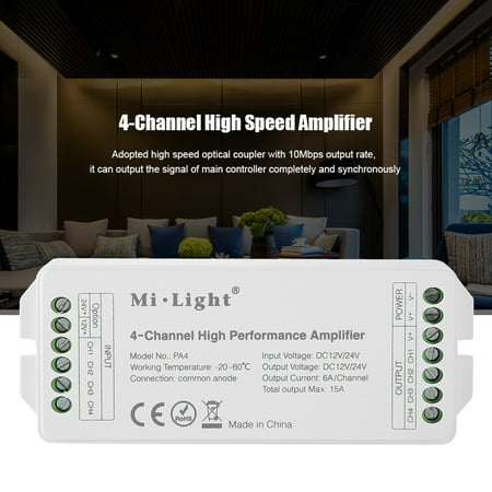 Milight 12/24V 4-Channel High Performance Amplifier for CCT RGB RGBW ...