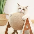 KingFurt Natural Sisal Round Kitten Scratcher Toy, Solid Wood ...