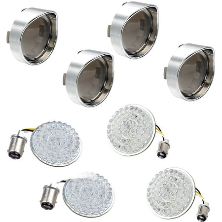 2 Inch Bullet Front & Rear LED Turn Signals Light with 1157 Base Smoked ...