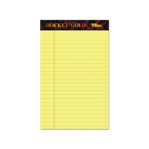 Docket Gold Ruled Perforated Pads Narrow Rule, 5 x 8, Canary, 50 Sheets ...