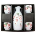 Porcelain Sakura Cherry Flower Sake Set 4 Cups 1 Decanter / Bottle ...