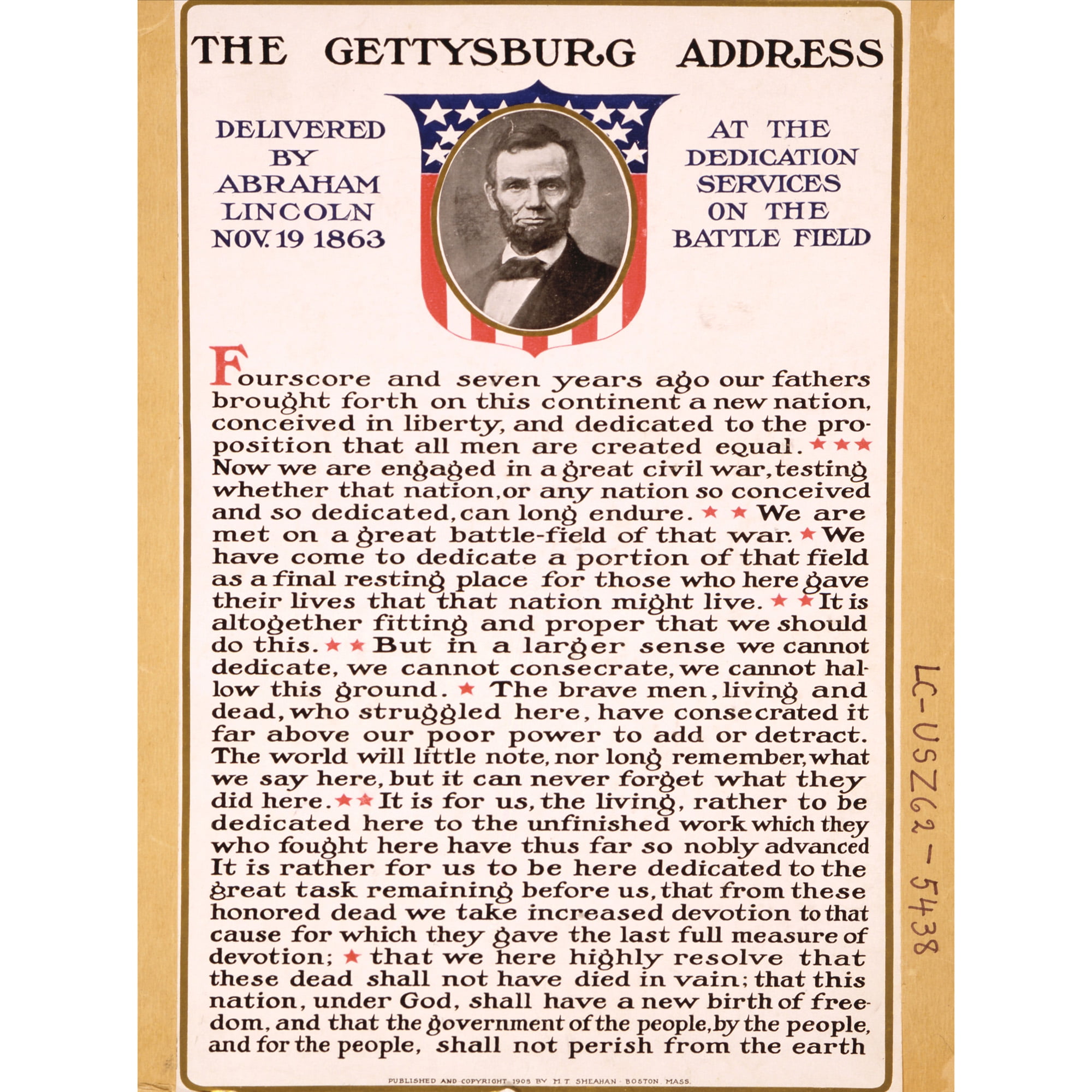 Typography Print The Gettysburg Address of Abraham Lincoln USA ...