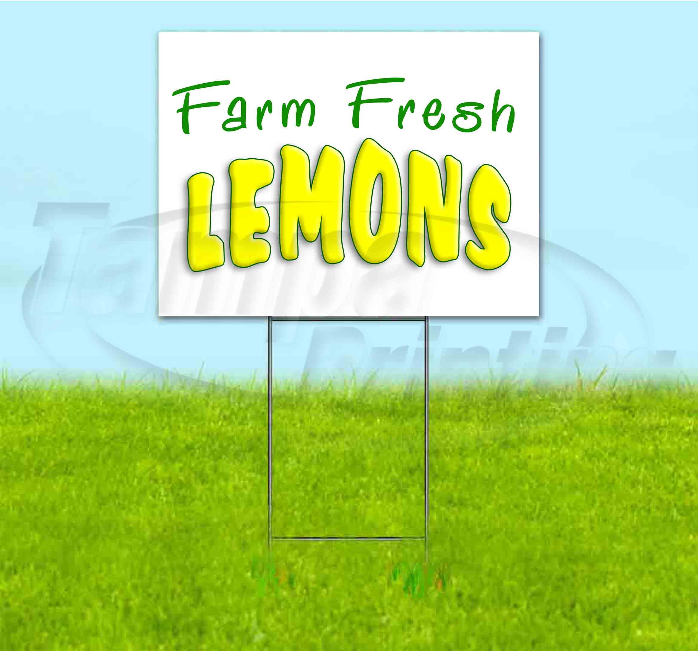 Farm Fresh Lemons (18" x 24") Yard Sign, Includes Metal Step Stake ...