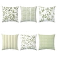 6Pc Green Leaf & Geometric Pattern Cushion Cover Set, Peach Velvet ...
