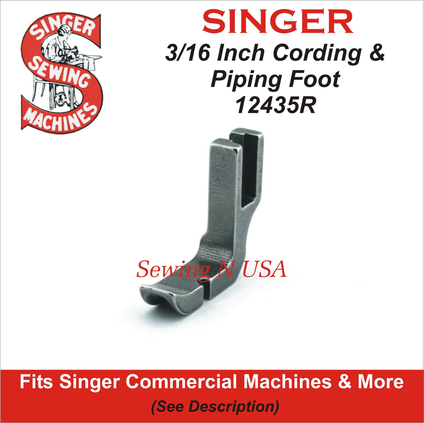 Singer Compatible Cording & Piping Foot 12435R 3/16 See Description For ...