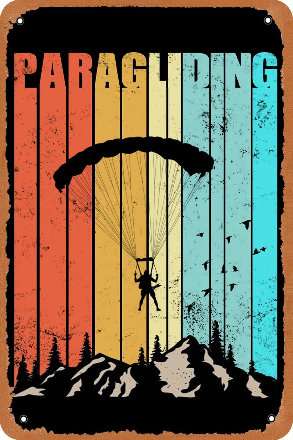 Vintage Paragliding Metal Sign - Retro Adventure Wall Decor - Metal Tin ...