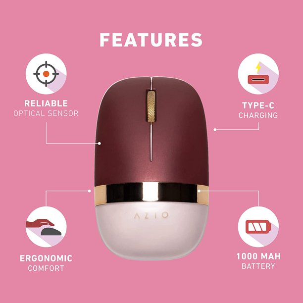 AZIO IZO BT 5.0 and RF 2.4G Optical Mouse (Baroque Rose) - Walmart.com