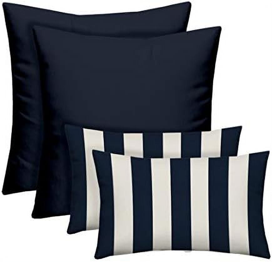 Indoor Outdoor Mixed Set Of 4 Pillows - 2 Solid Square 2 Stripe ...