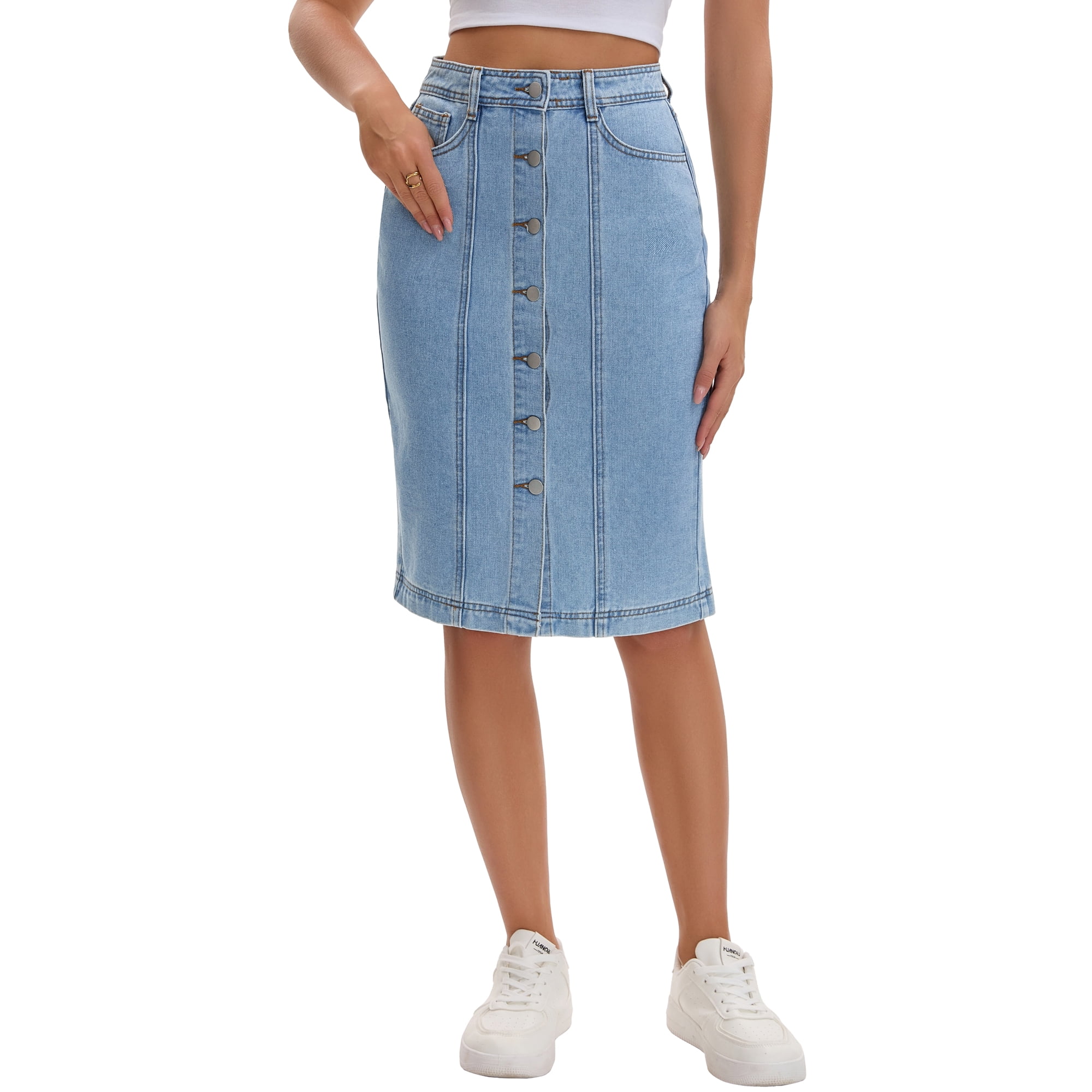 Click here for Inspire Chic Womens Denim Skirt Button Down Pocket... prices