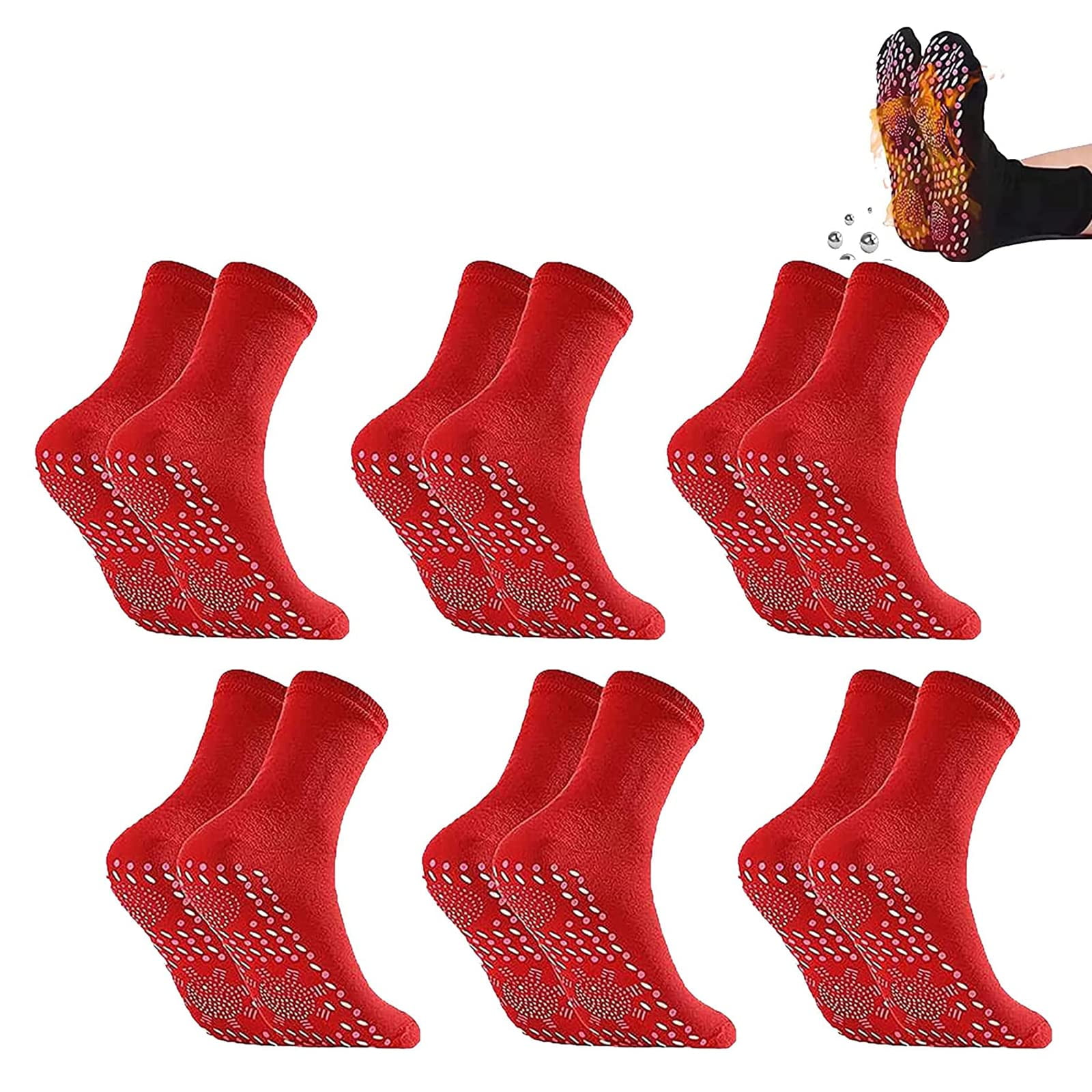 6Pairs Tourmaline Acupressure Self-Heating Shaping Socks, Tourmaline ...