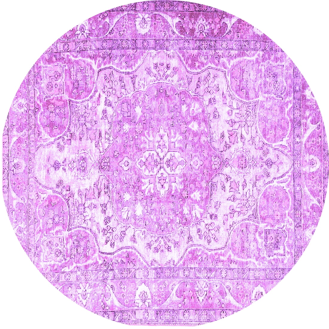 Ahgly Company Indoor Round Persian Purple Traditional Area Rugs, 5 ...