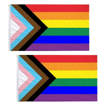 Rainbowflag 2 Pack Progress Pride Rainbow Flag,3x5 Foot Progressive ...