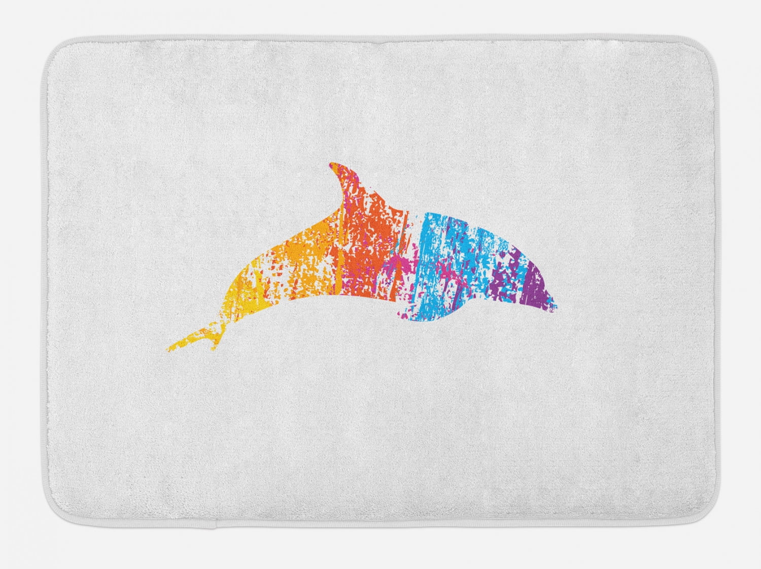 Dolphin Bath Mat, Multicolor Ocean Inhabitant Vivid Creature Nautical ...
