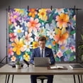 8x6ft Photo Backdrop, Blue Yellow Flowers Soft Polyester Backdrop ...