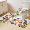 Blue Red Geen Bird Bathroom Rugs Set Spring Pink Flower White Fence ...