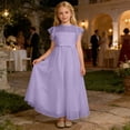Bobifish Girls Dresses Halter Neck Flutter Sleeve Sheer Lace Ruffled A ...