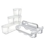 Deflecto Stackable Caddy Organizer, 3 Containers, Clear Handle, White ...