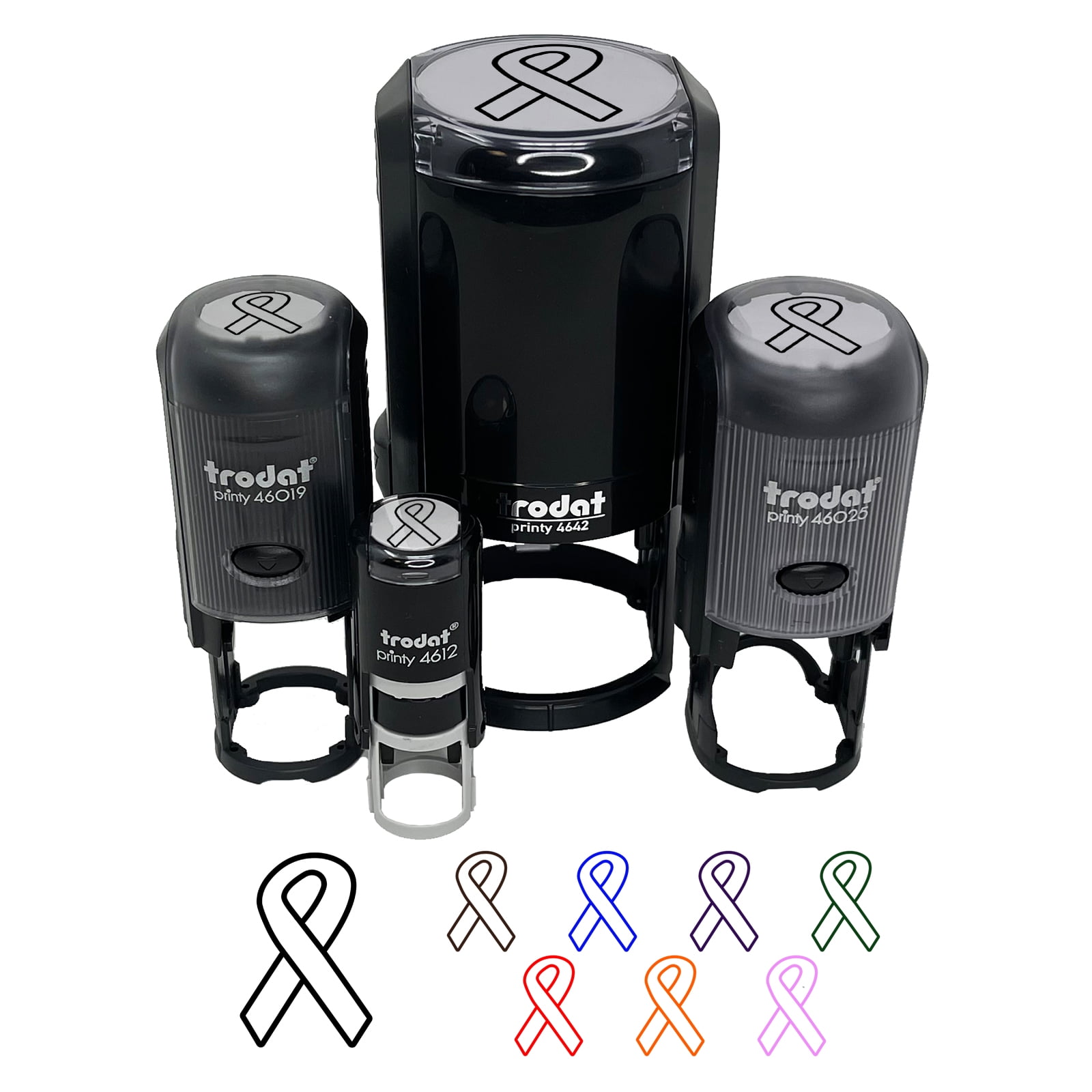 Awareness Ribbon Outline Self-Inking Rubber Stamp Ink Stamper - Pink ...