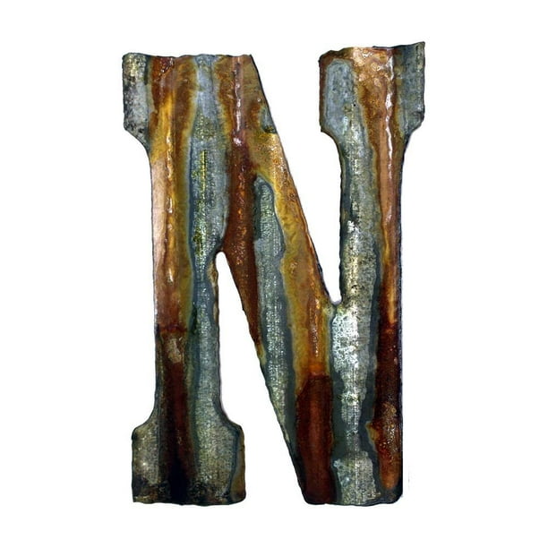 Custom Cut Decor 8'' Rusty Galvanized Corrugated Metal Letter -N ...