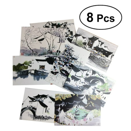 8Pcs Traditional Chinese Architecture Postcards 300GSM White Cardboard ...