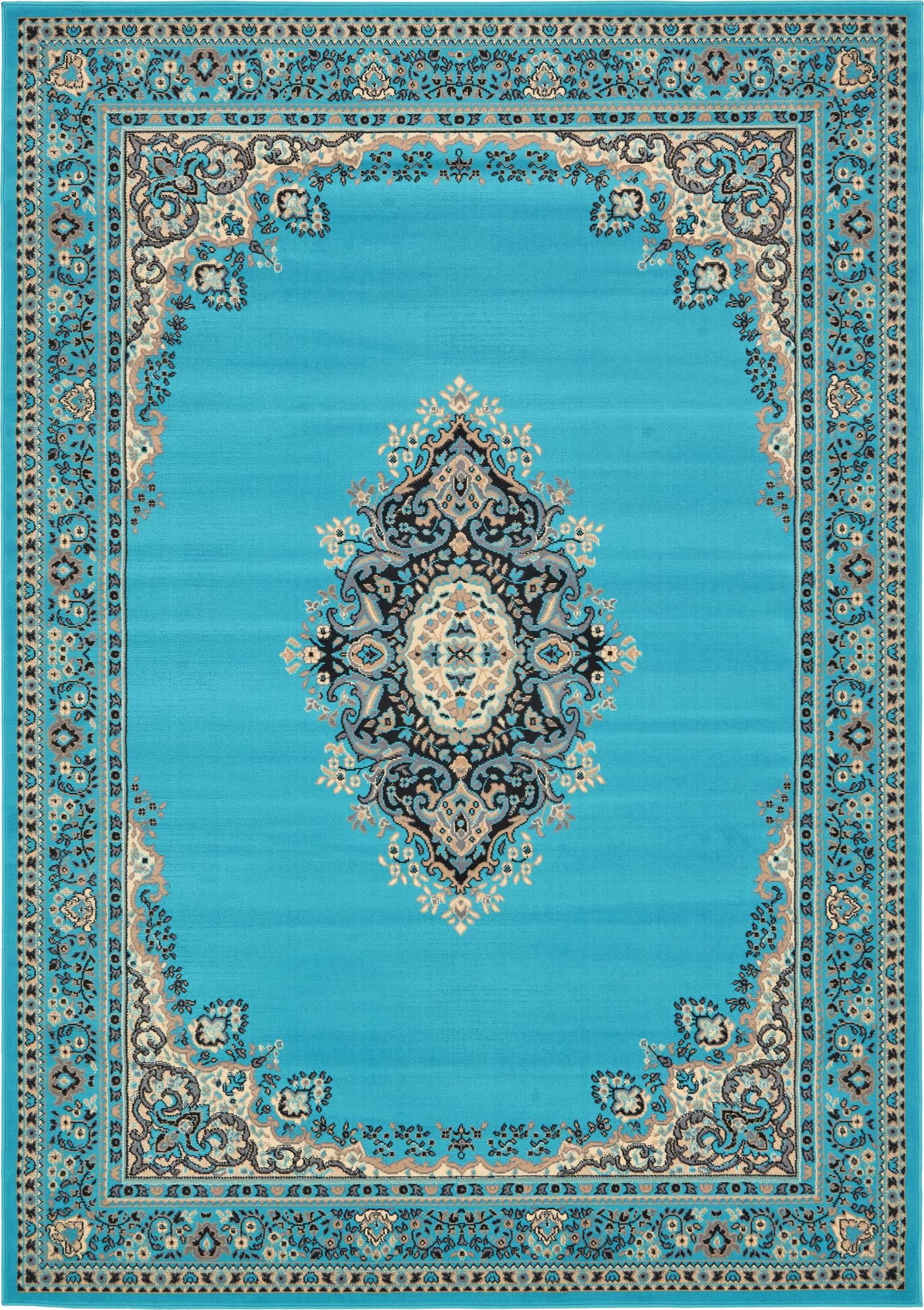 Rugs.com Amaya Collection Rug – 7' x 10' Turquoise Medium Rug Perfect ...