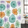 Abstract Art Floral Bathroom Shower Curtains with 12 Hooks Polyester ...