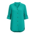 Horkkom Long Sleeve Shirts for Women V Neck Tunic Button Down Shirts ...