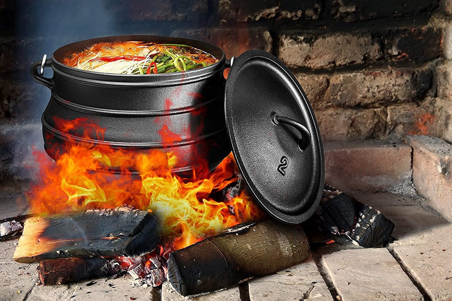 Bruntmor | Cast Iron Pre-Seasoned Potjie African Pot With Lid 10 Quarts ...