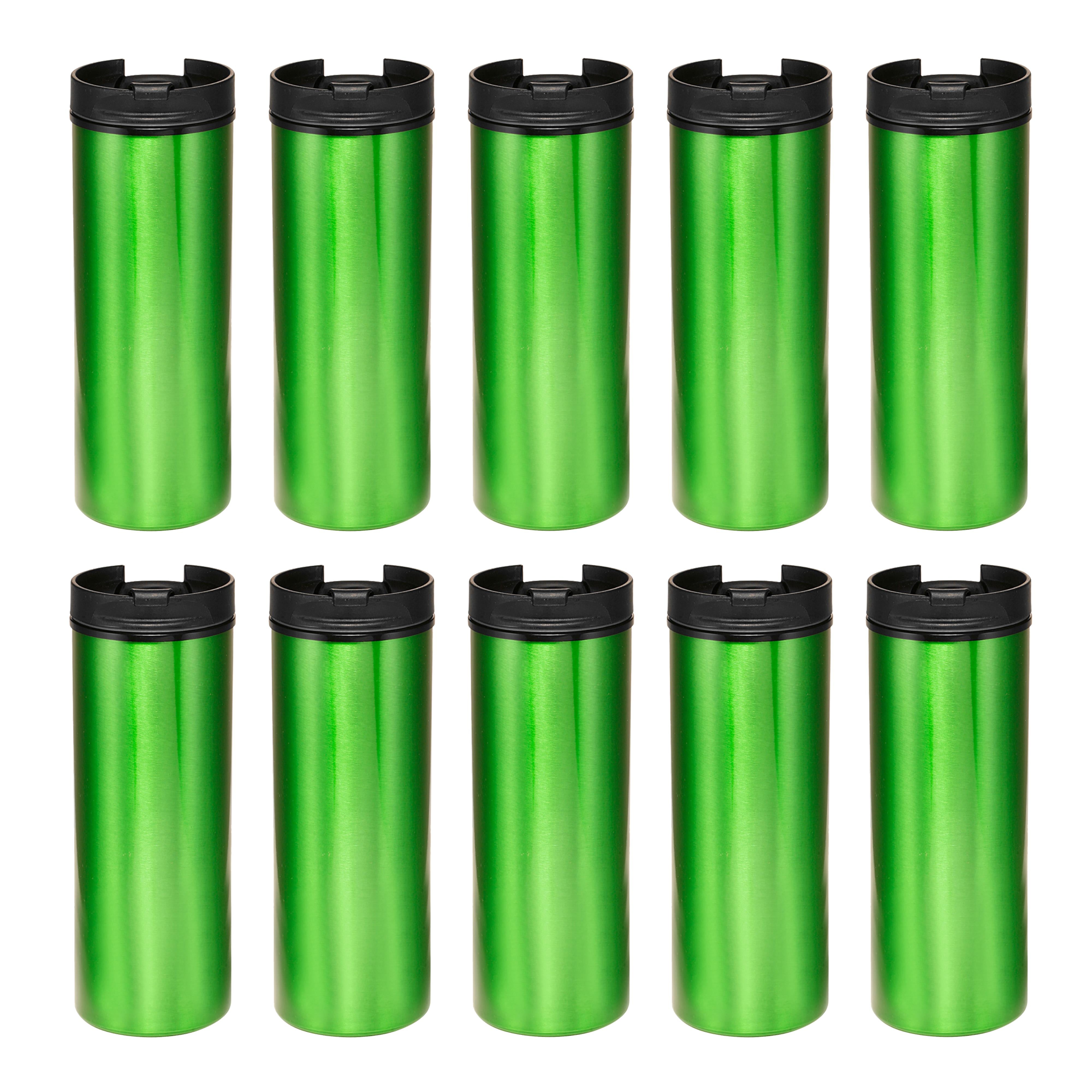 Metallic 16 Oz Double Wall Tumbler - Flip-Top Lid Mechanism, Spill ...