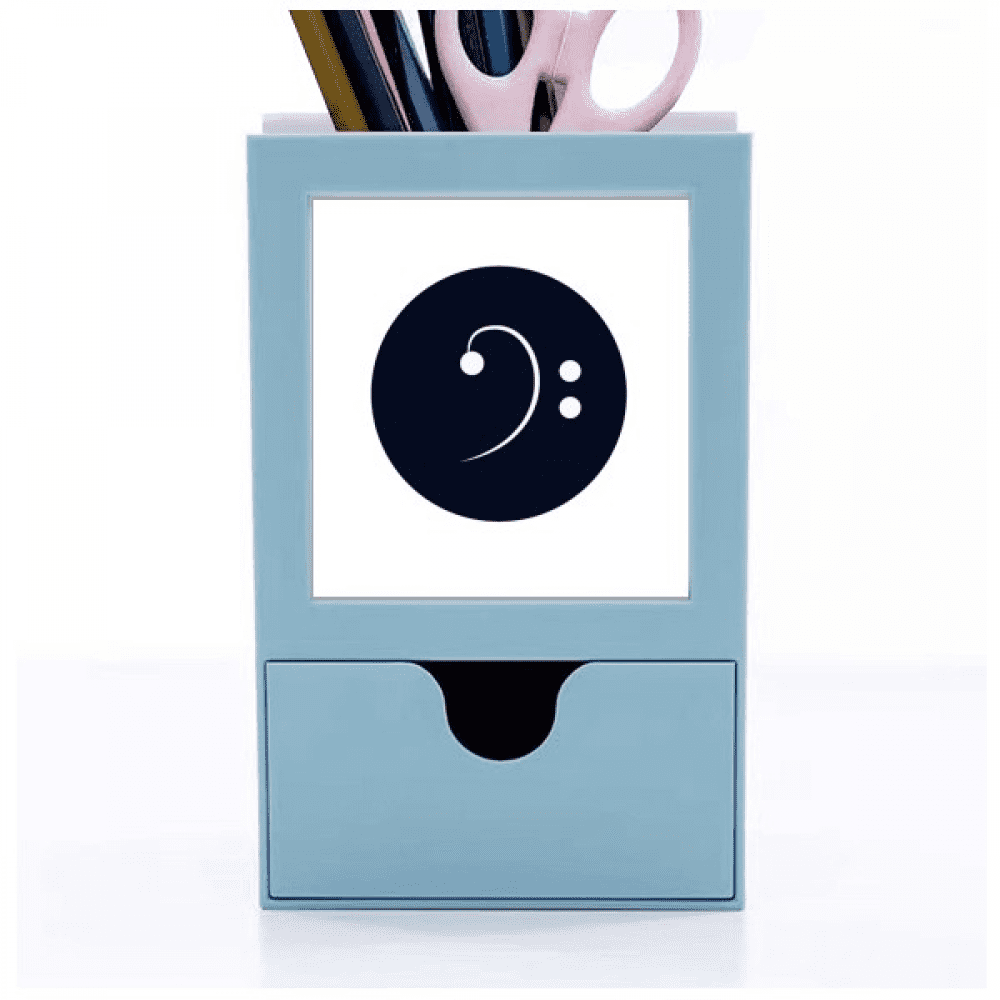 White Music Bass Clef Black Desk Supplies Organizer Pen Holder Card ...
