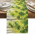 Birch Tree Table Runner, Spring Summer Art Forest Yellow Green Leaf ...