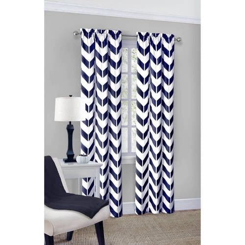 Mainstays Chevron Polyester/Cotton Curtain Panel Pair - Walmart.com