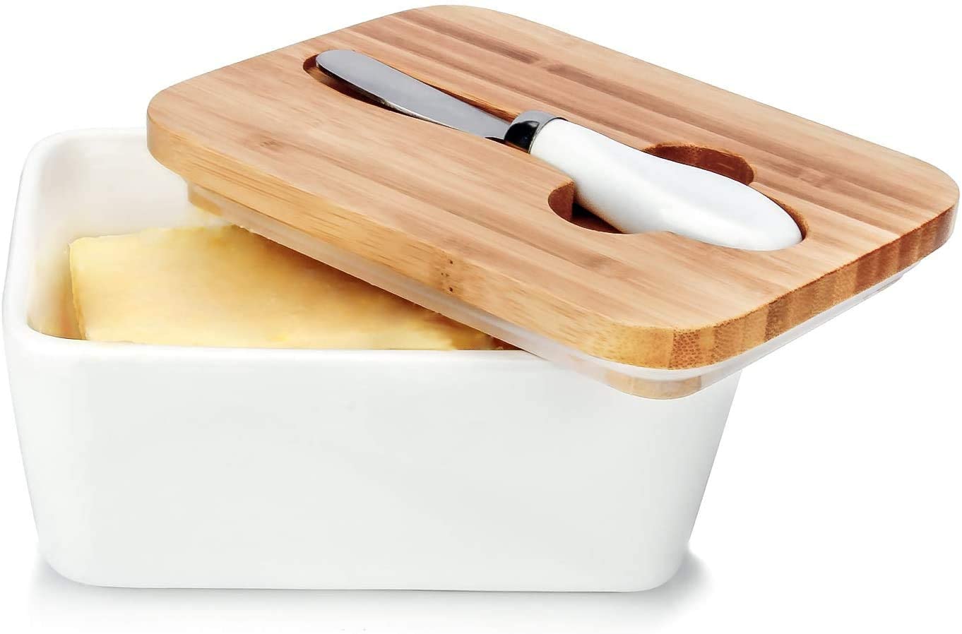 Butter Dish, Porcelain Ceramic Butter Container, Large Butter Keeper ...