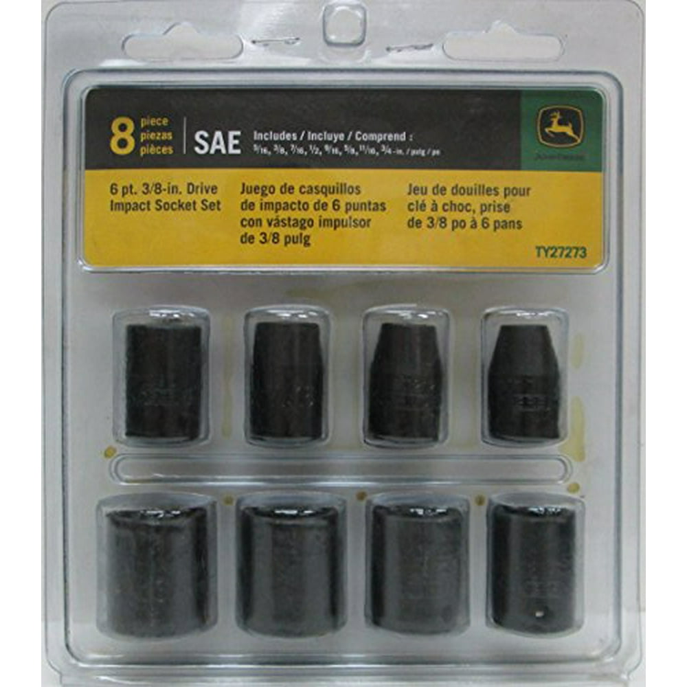 John Deere SAE 6pt 3/8" Drive Impact Socket Set 8 Pieces - TY27273 ...