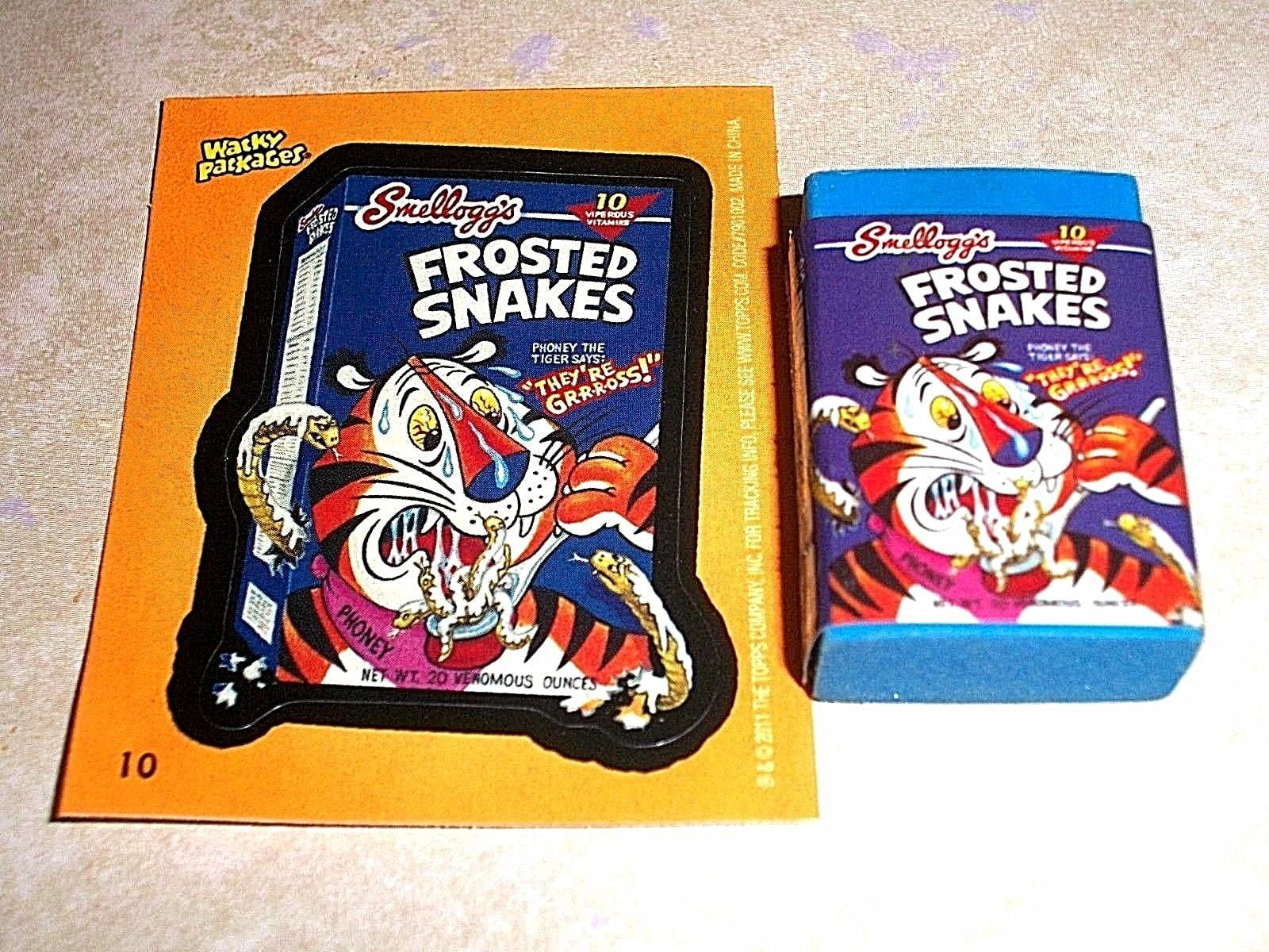 Wacky Packages Eraser Series 1 "FROSTED SNAKES" Eraser & Matching ...