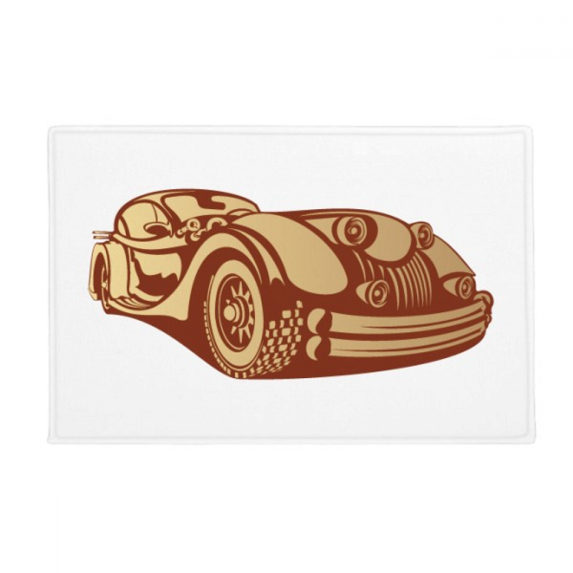 Brownish Red Classic Cars Outline Ground Mat Non Slip Floor Bathroom ...