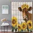Bathroom Shower Curtain Farm Cow Sunflower Wood Fence Waterproof Shower ...
