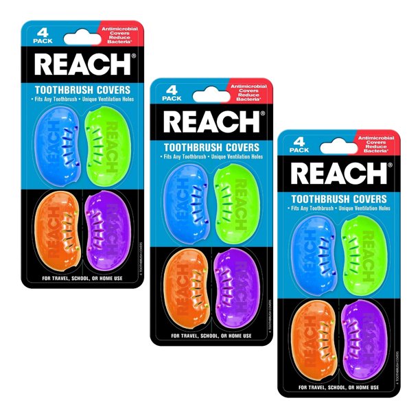 REACH Toothbrush Covers, 4 covers per pack (3 Packs) - Walmart.com