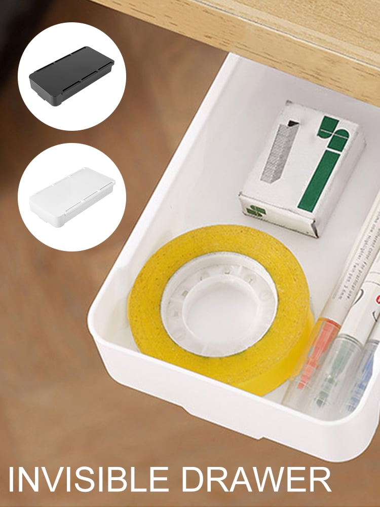 CIVG 8x4x1.2Inch Under Desk Drawer Self-Adhesive invisible Drawer Table ...