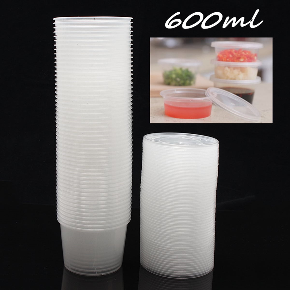 50 Pcs 600/750/1000ml Plastic Takeaway Deli Food Soup Storage ...