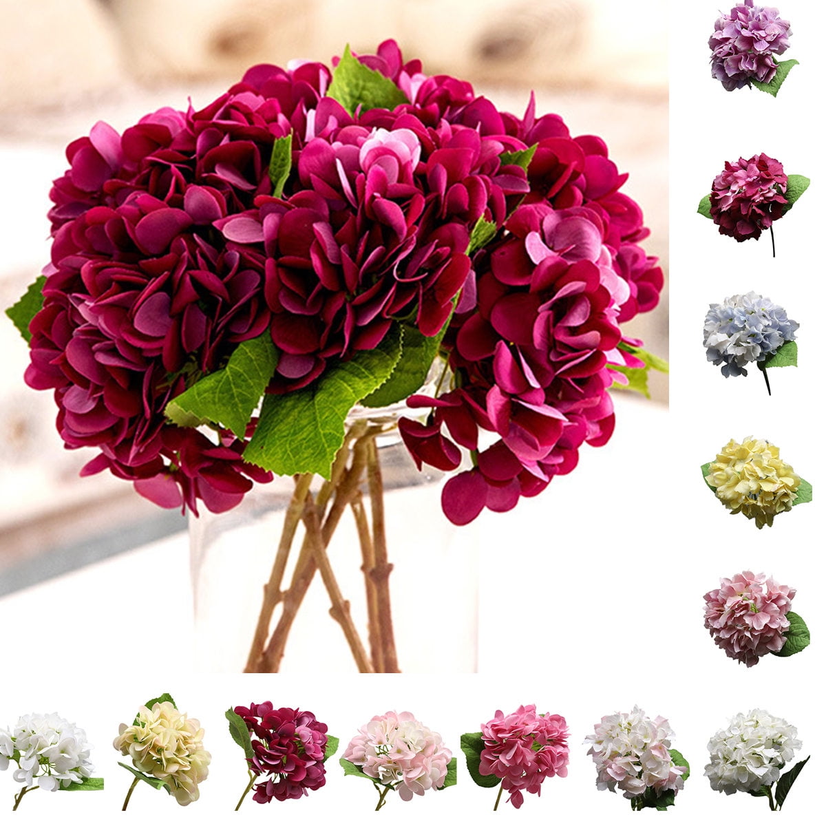 Travelwant Flowers Silk Hydrangea Artificial Flowers Realistic ...