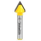 60 Degree X 1/2" Diameter V Groove Flat Bottom Router Bit - 1/4" Shank ...