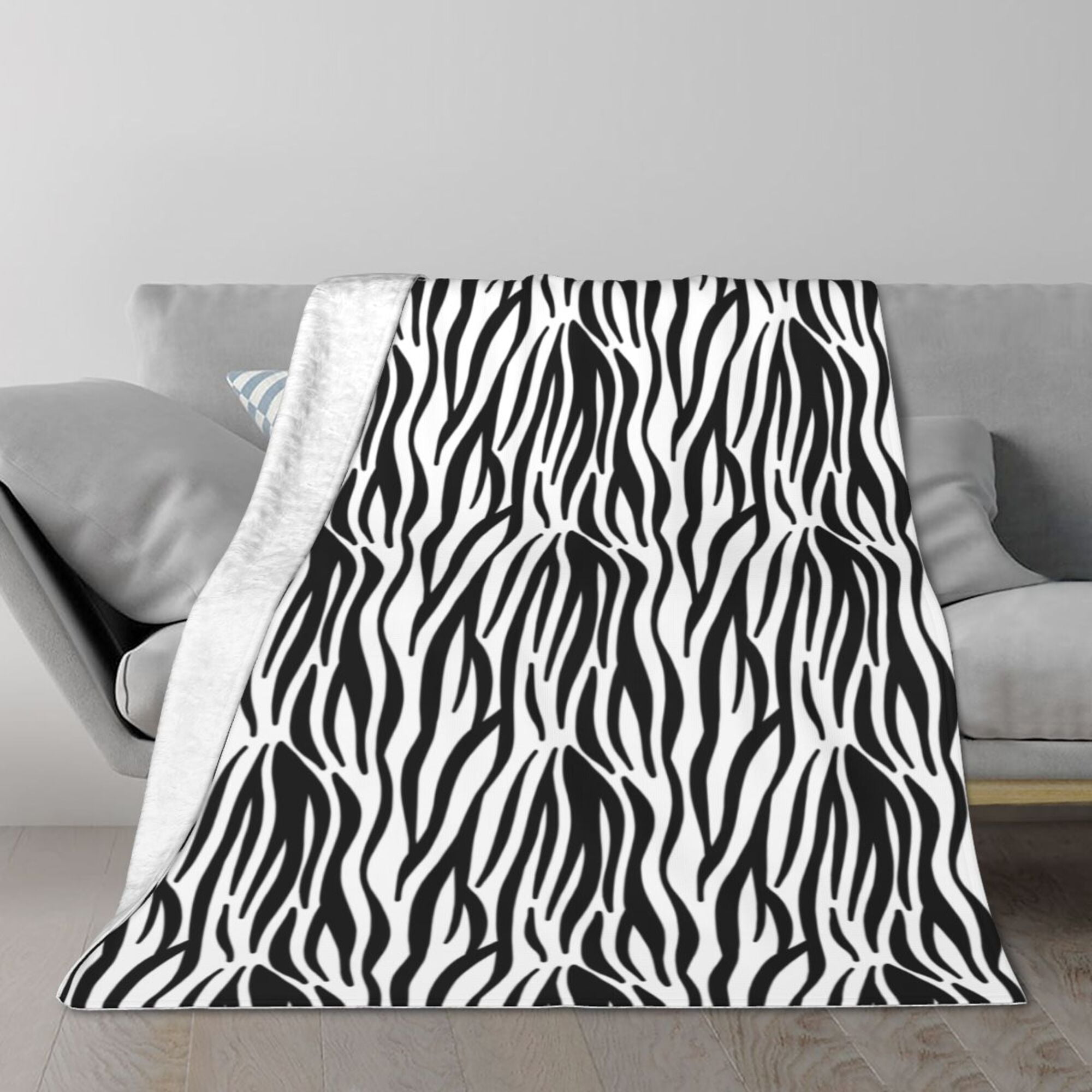 TEQUAN Double Layer Plush Bed Blanket, Abstract Animal Zebra Stripes ...